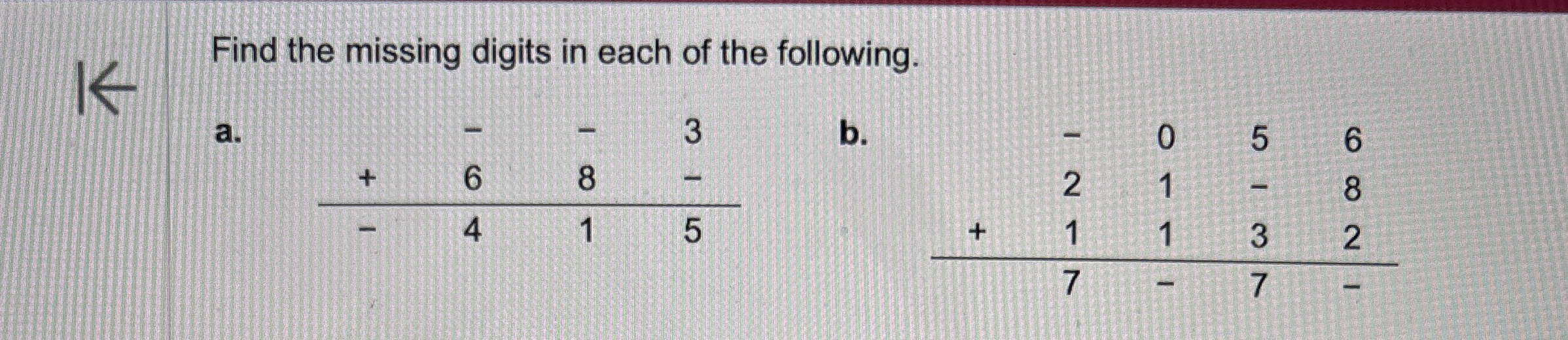 Solved Find the missing digits in each of the following.a.b. | Chegg.com