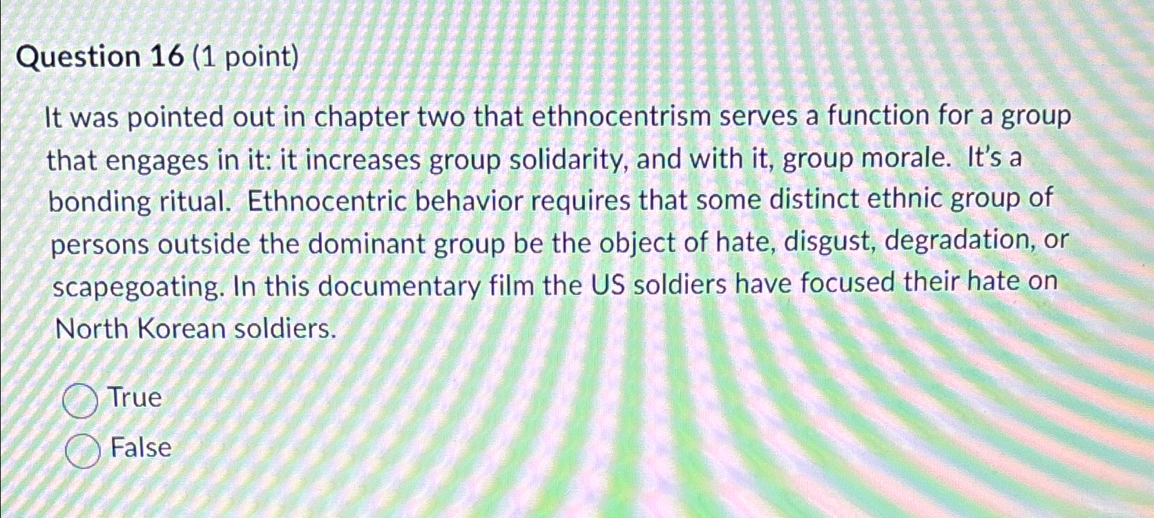 Solved Question 16 (1 ﻿point)It was pointed out in chapter | Chegg.com
