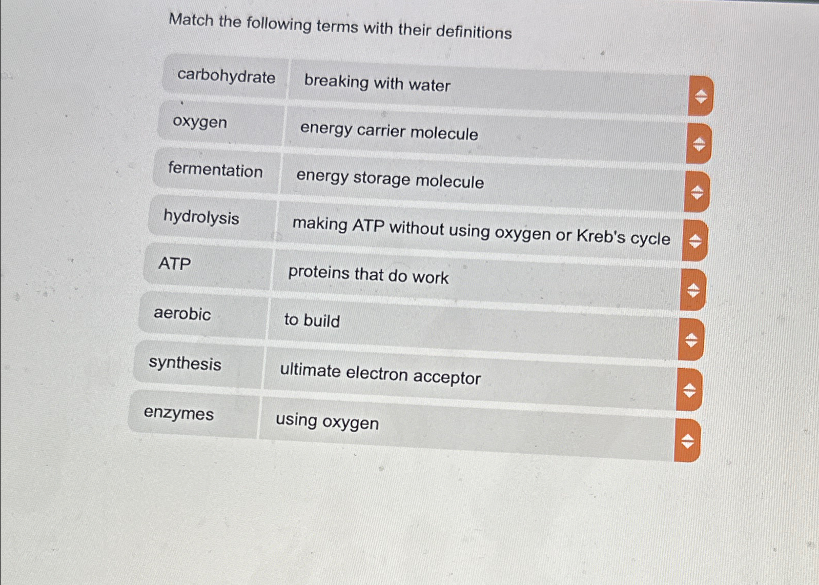 Solved Match the following terms with their | Chegg.com