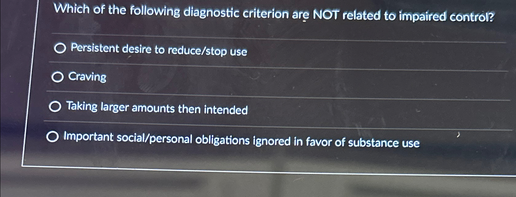 Solved Which of the following diagnostic criterion are NOT | Chegg.com