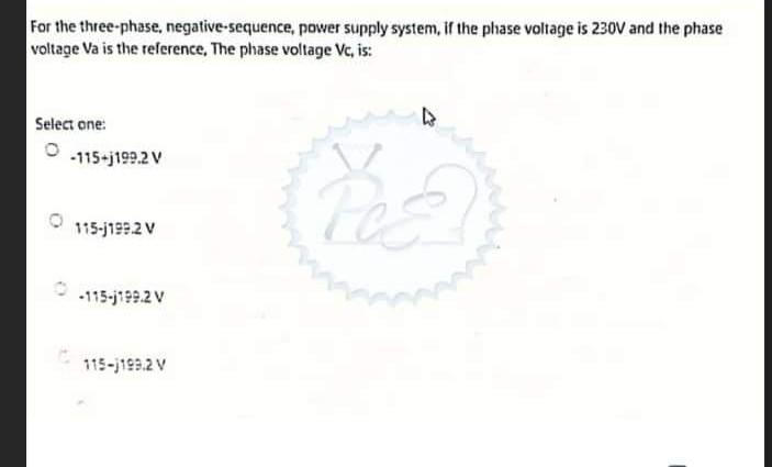 [Solved]: For the three-phase, negative-sequence,