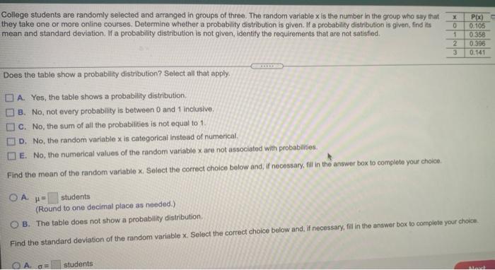Solved College students are randomly selected and arranged | Chegg.com