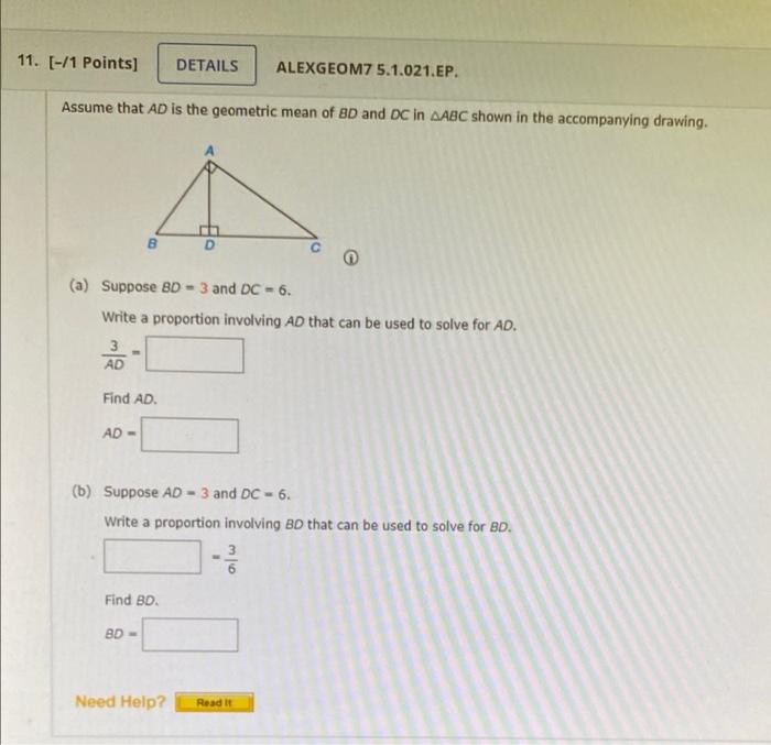 Solved 11. [-/1 Points] DETAILS ALEXGEOM7 5.1.021.EP. Assume | Chegg.com