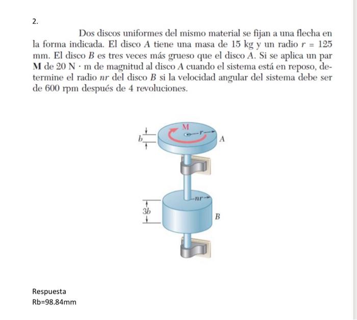 Solved 2. Dos discos uniformes del mismo material se fijan a | Chegg.com
