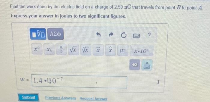 Solved Find the work done by the electric field on a charge | Chegg.com