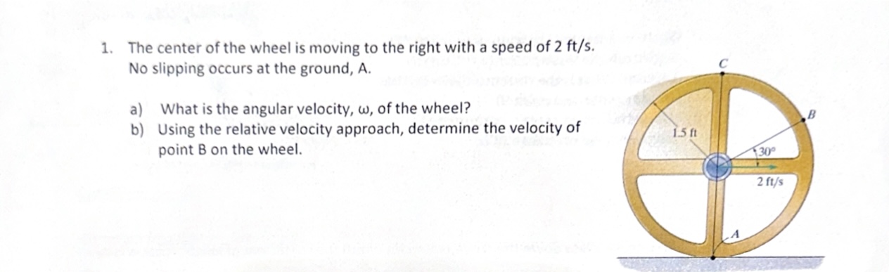 Solved 1. ﻿The center of the wheel is moving to the right | Chegg.com