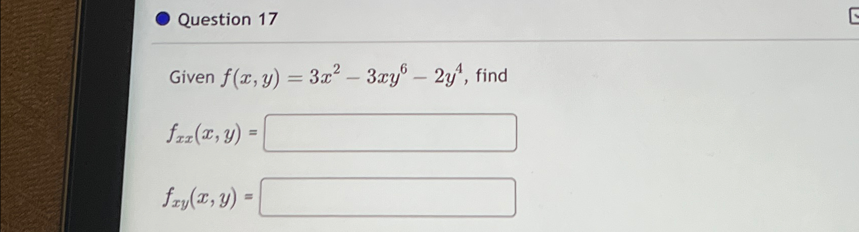 Solved Question 17given F X Y 3x2 3xy6 2y4