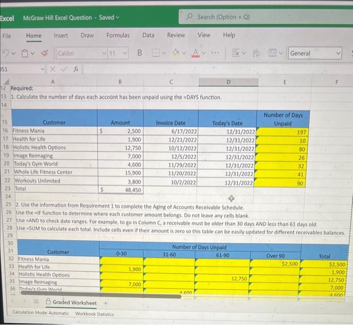 Excel McGraw Hill Excel Question - Saved x Search | Chegg.com