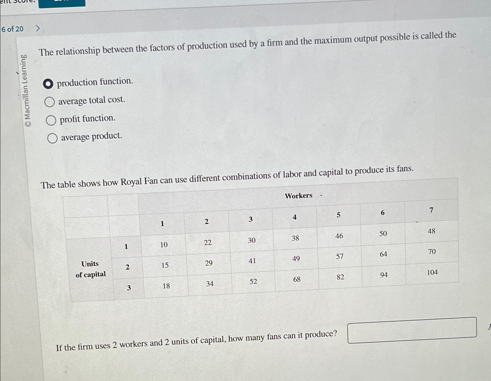 Solved 6 ﻿of 20The relationship between the factors of | Chegg.com