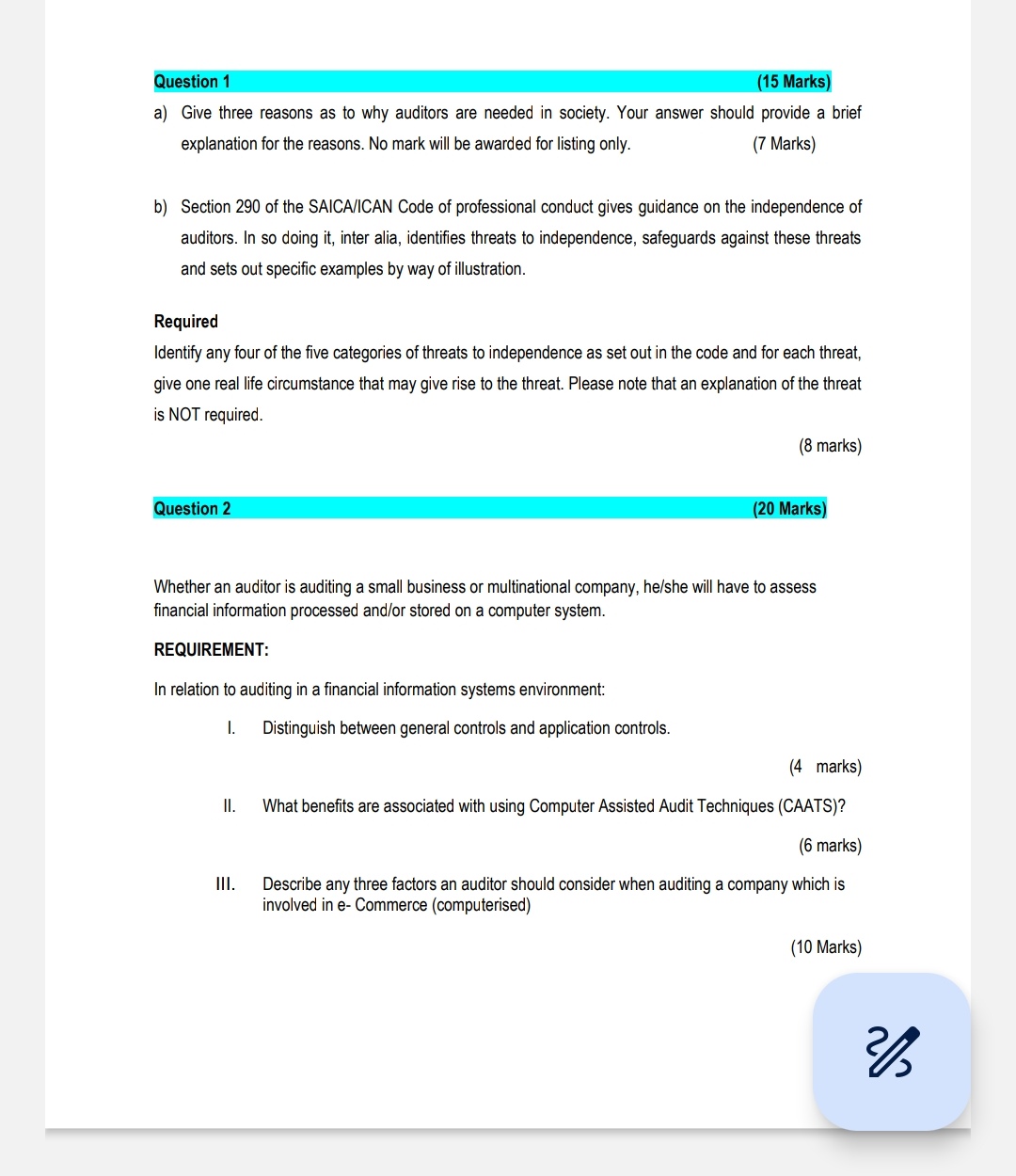 Question 1a) ﻿Give three reasons as to why auditors | Chegg.com