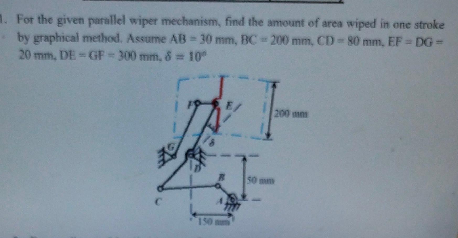 For the given parallel wipet mechanism, find the | Chegg.com