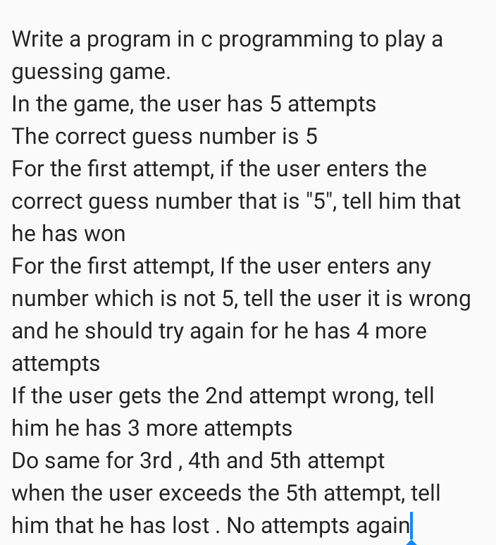 Solved Write A Program In C Programming To Play A Guessing
