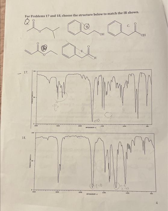 Solved For Problems 17 and 18, choose the structure below to | Chegg.com