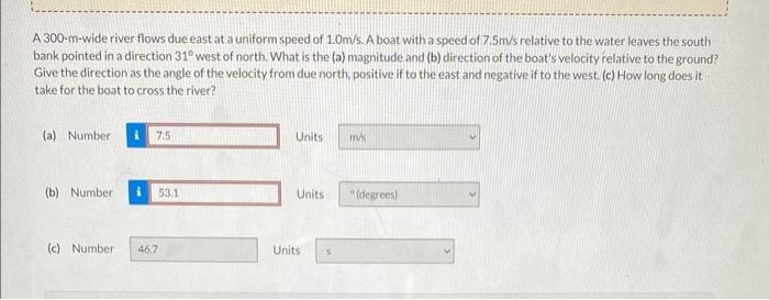 Solved A 300−m-wide river flows due east at a uniform speed | Chegg.com