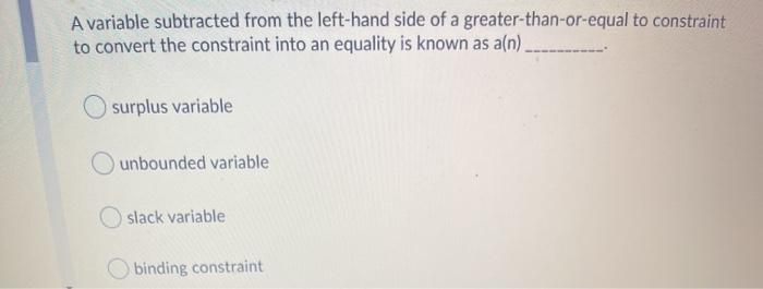 Solved A variable subtracted from the left-hand side of a | Chegg.com