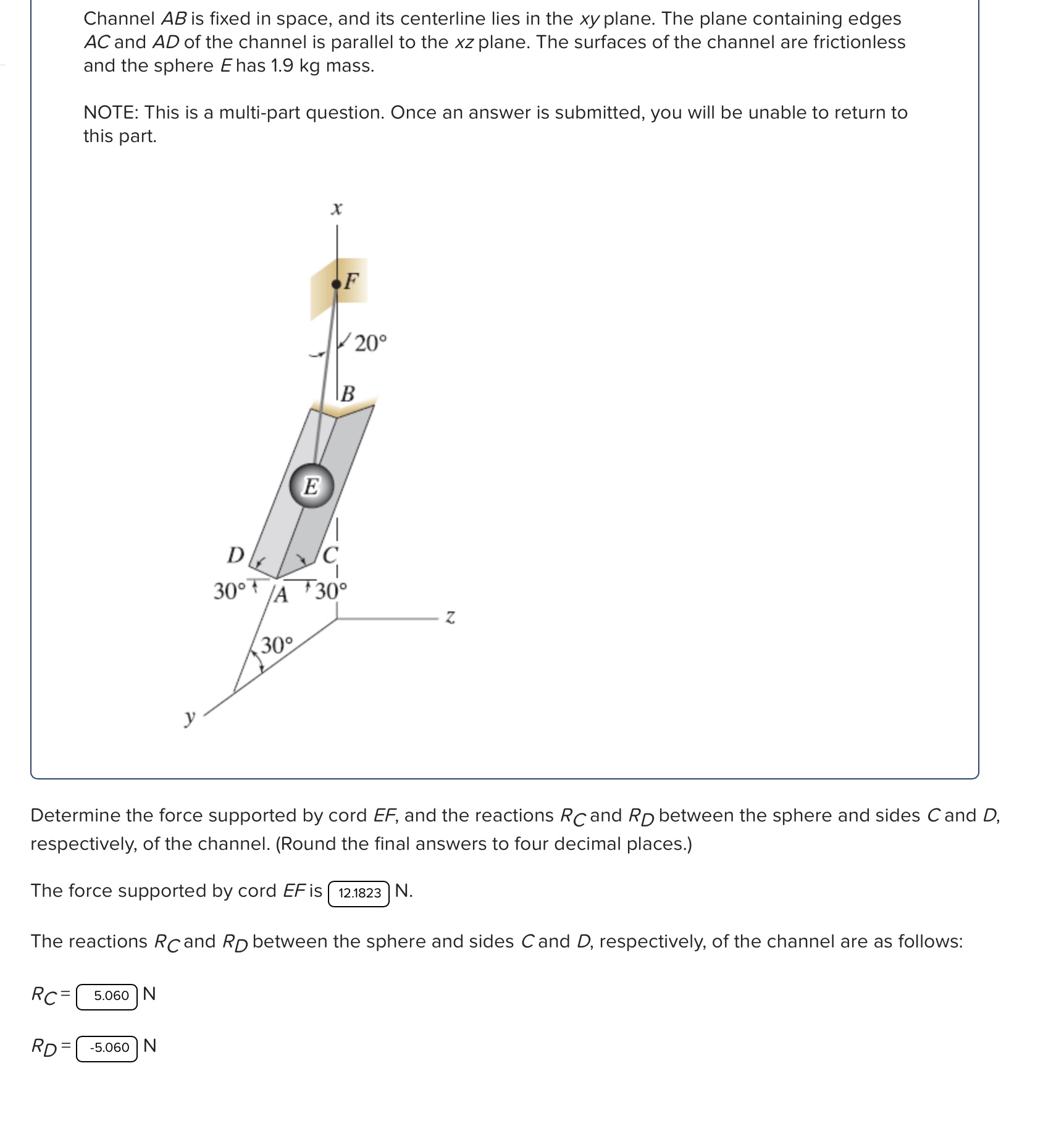 Solved Channel AB ﻿is fixed in space, and its centerline | Chegg.com