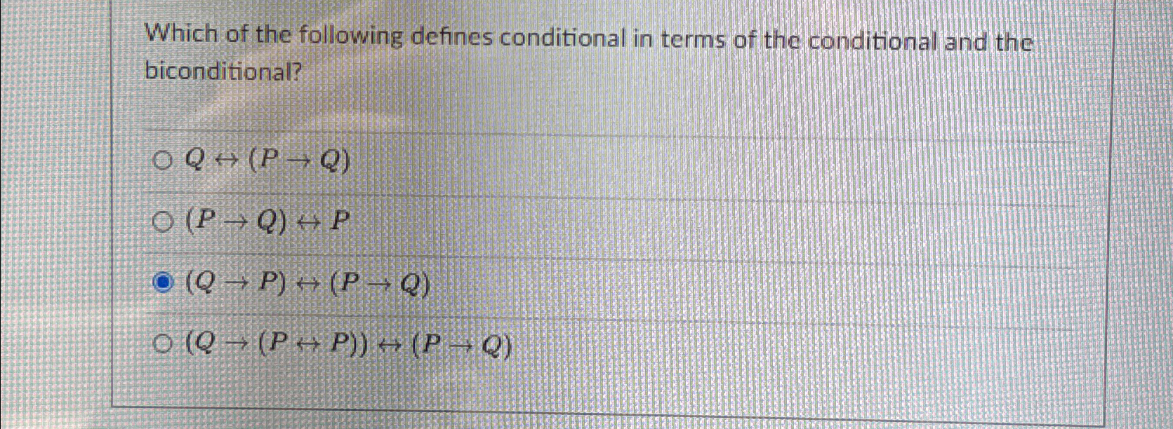 Solved Which of the following defines conditional in terms | Chegg.com