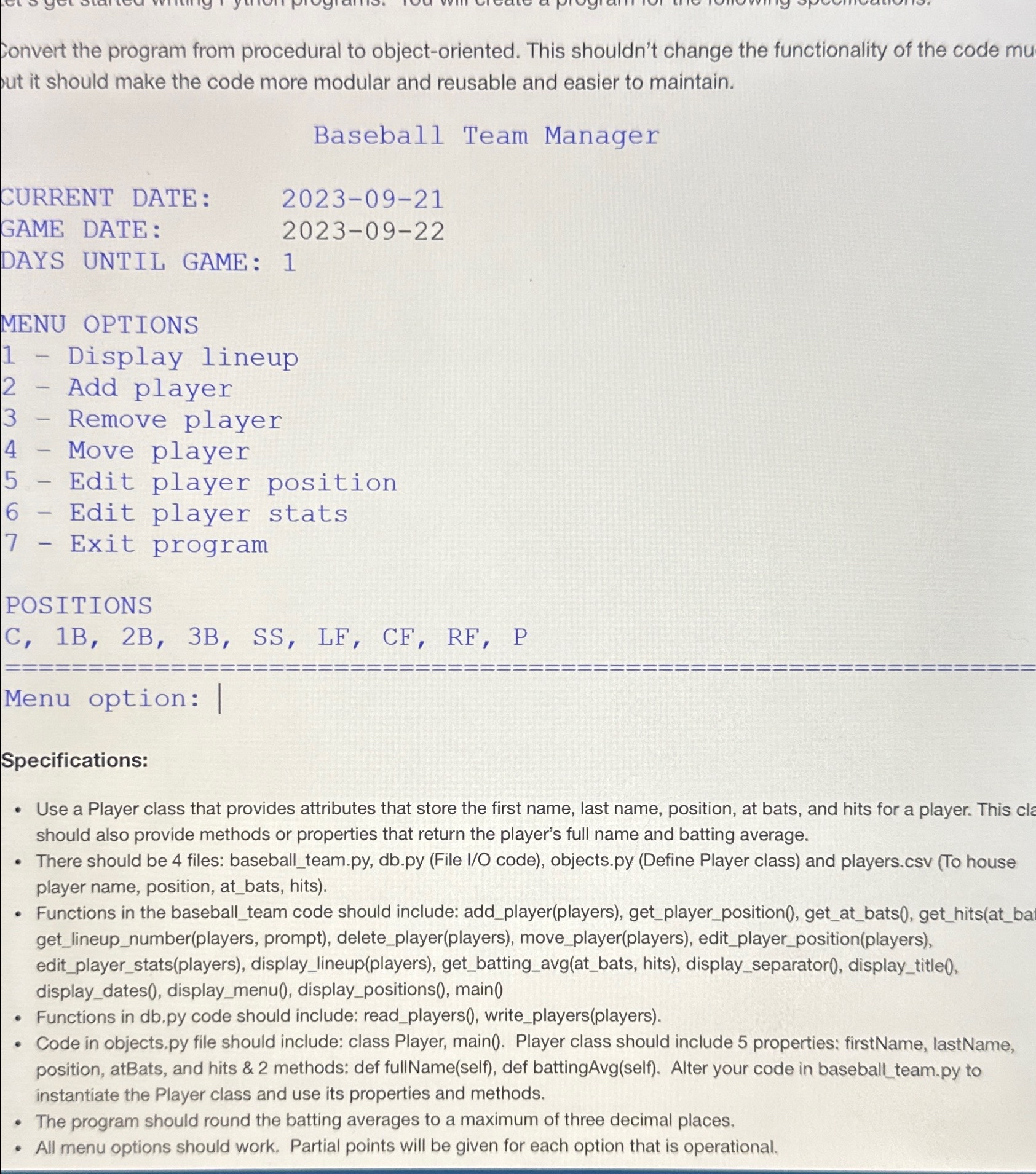 Solved Convert the program from procedural to | Chegg.com