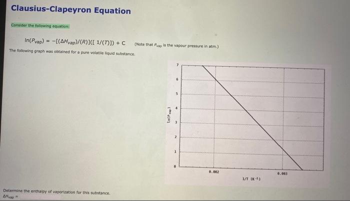 Solved Consider the following oquation: ln(Pvap )=−[(ΔHvap | Chegg.com