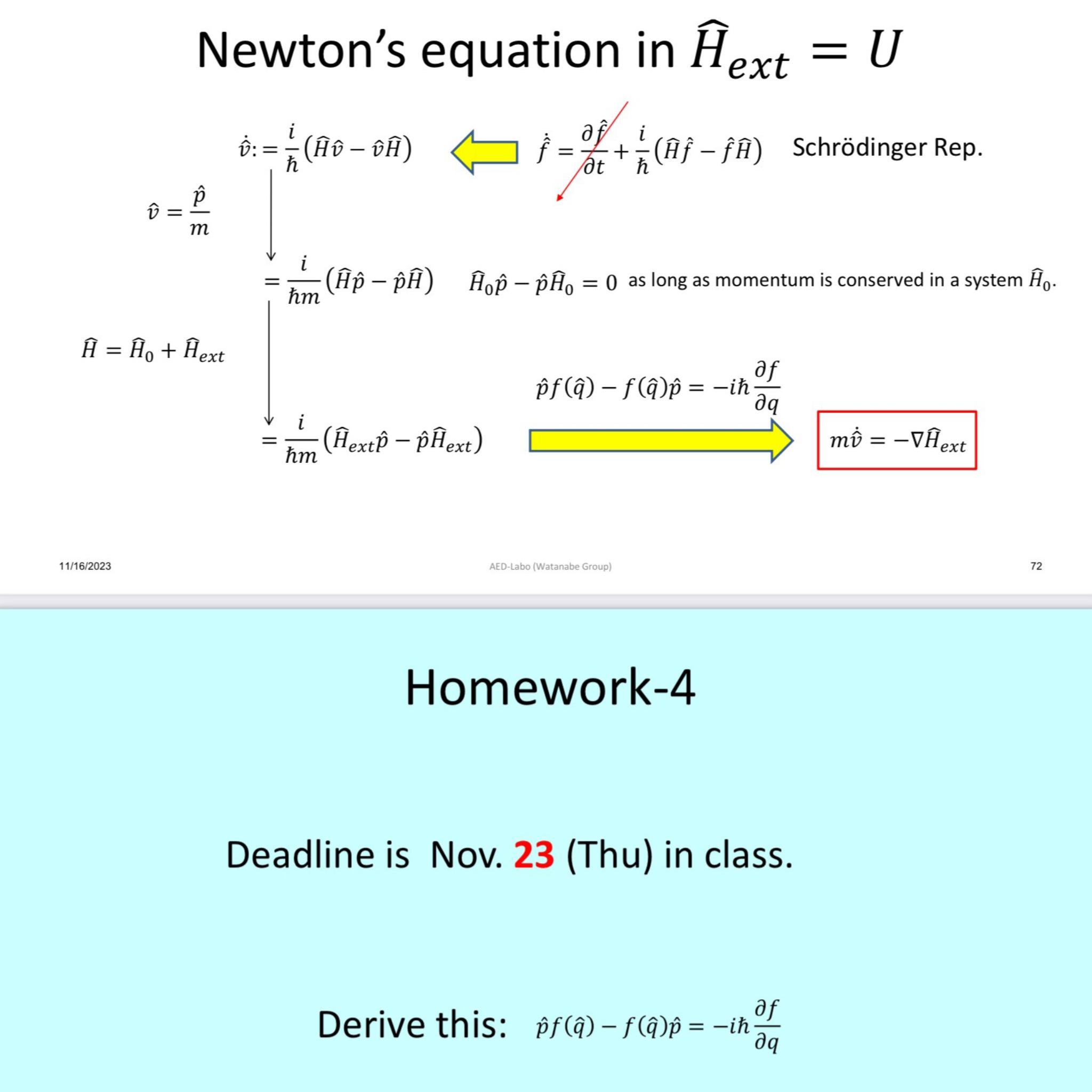 Solved Newton's equation in widehat(H)ext =UDerive this: | Chegg.com