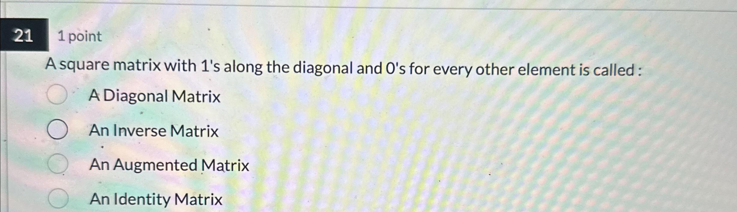 Solved 211 ﻿pointA square matrix with 1 's along the | Chegg.com