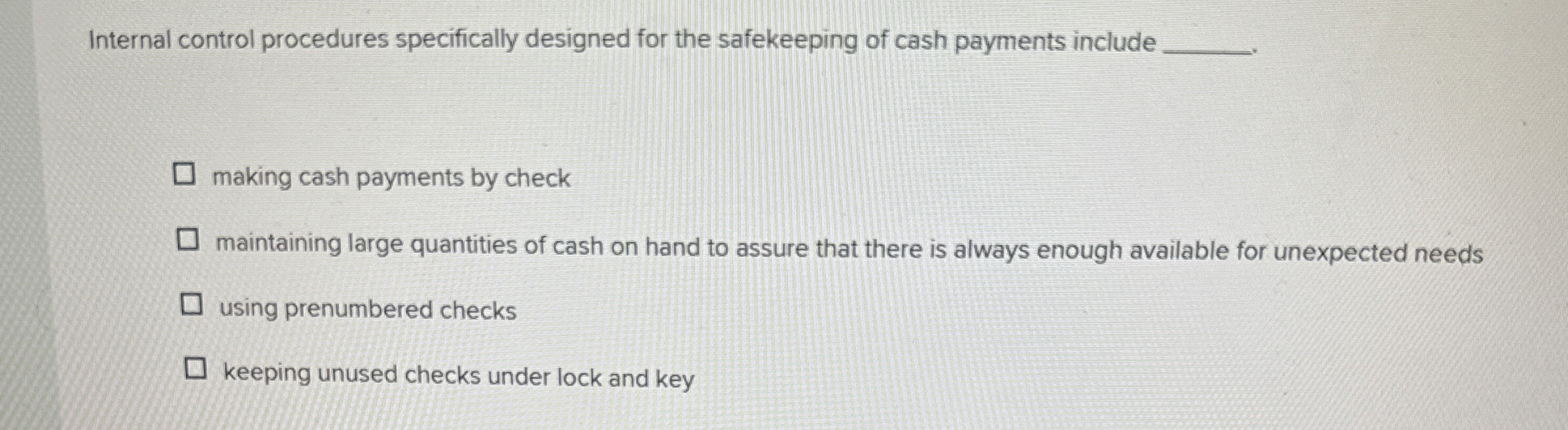 Solved Internal control procedures specifically designed for | Chegg.com