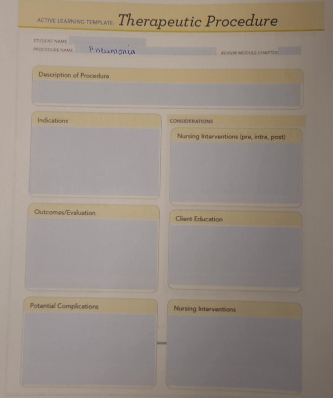 Solved active learning template Therapeutic Procedure | Chegg.com