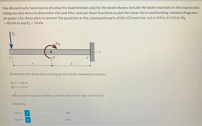 Solved Use discontinuity functions to develop the load | Chegg.com