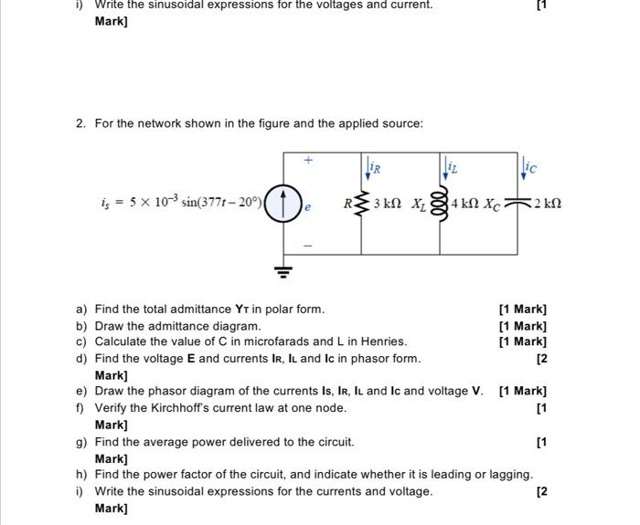 Solved 1) Write the sinusoidal expressions for the voltages | Chegg.com