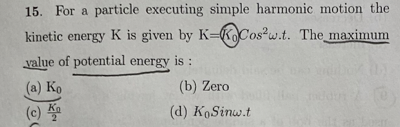 Solved For a particle executing simple harmonic motion | Chegg.com
