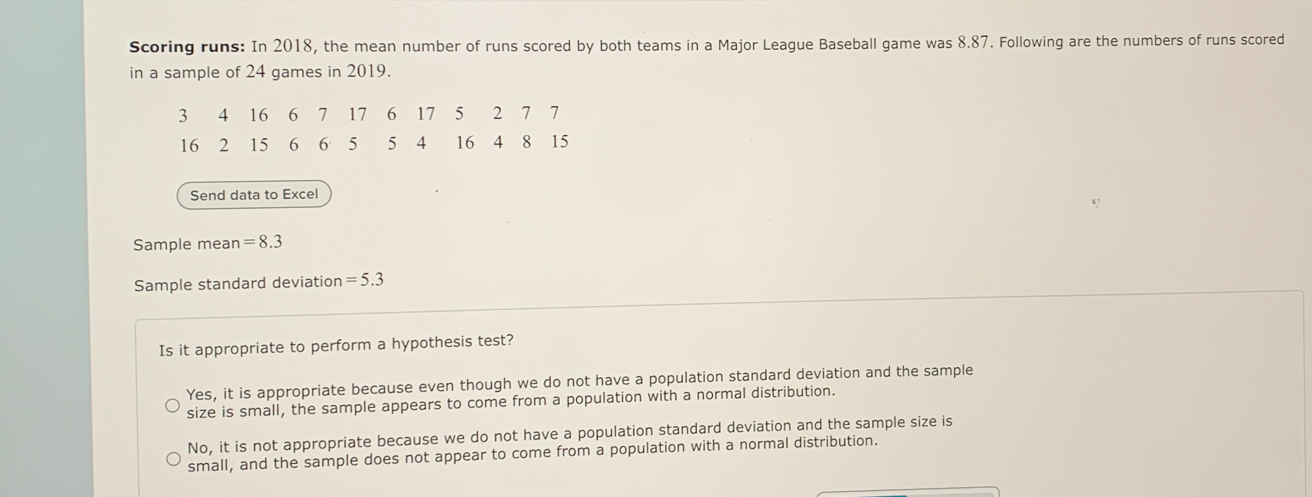 Solved Scoring runs: In 2018, ﻿the mean number of runs | Chegg.com