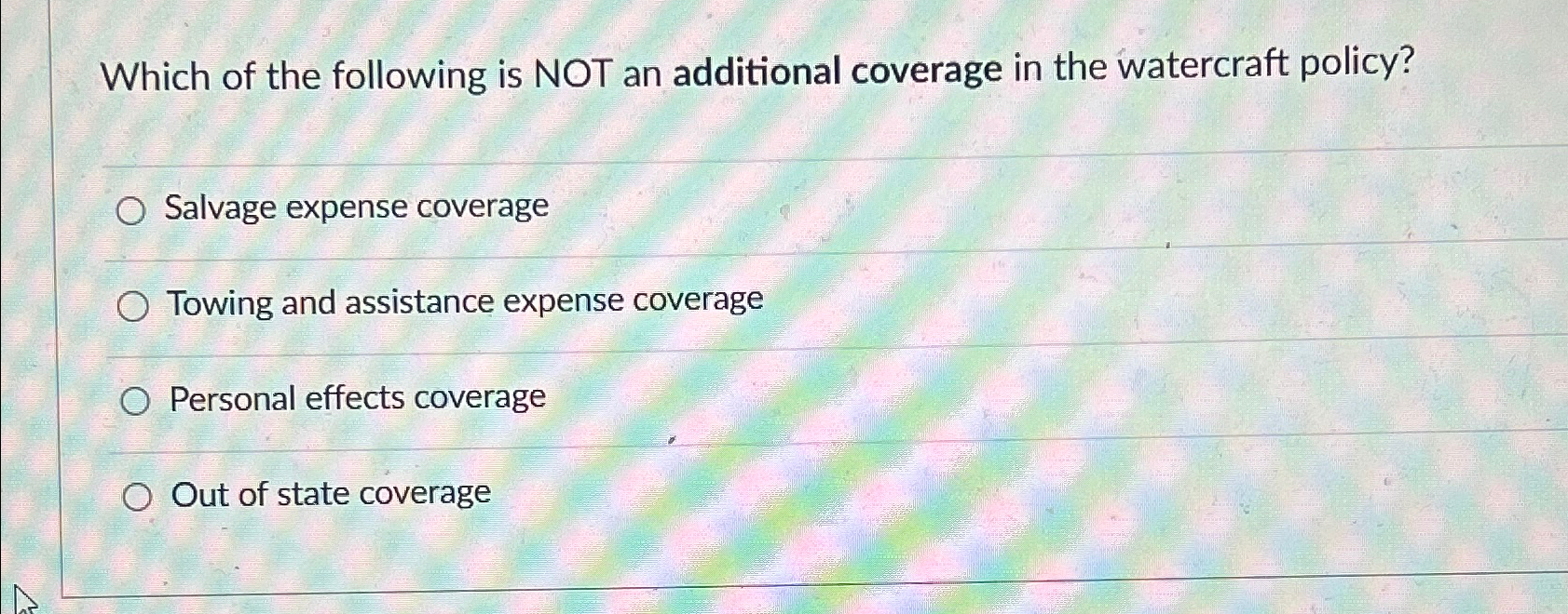 Solved Which of the following is NOT an additional coverage | Chegg.com