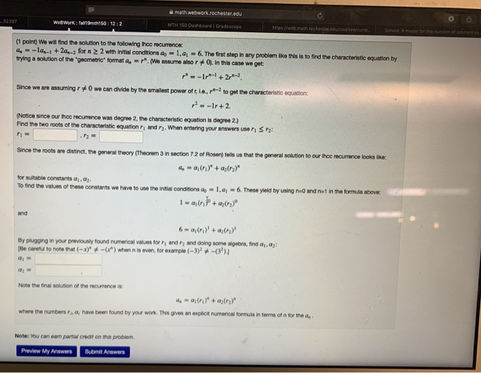 Solved math webwork.rochester.edu 2017 Welwerk: tall 160: | Chegg.com