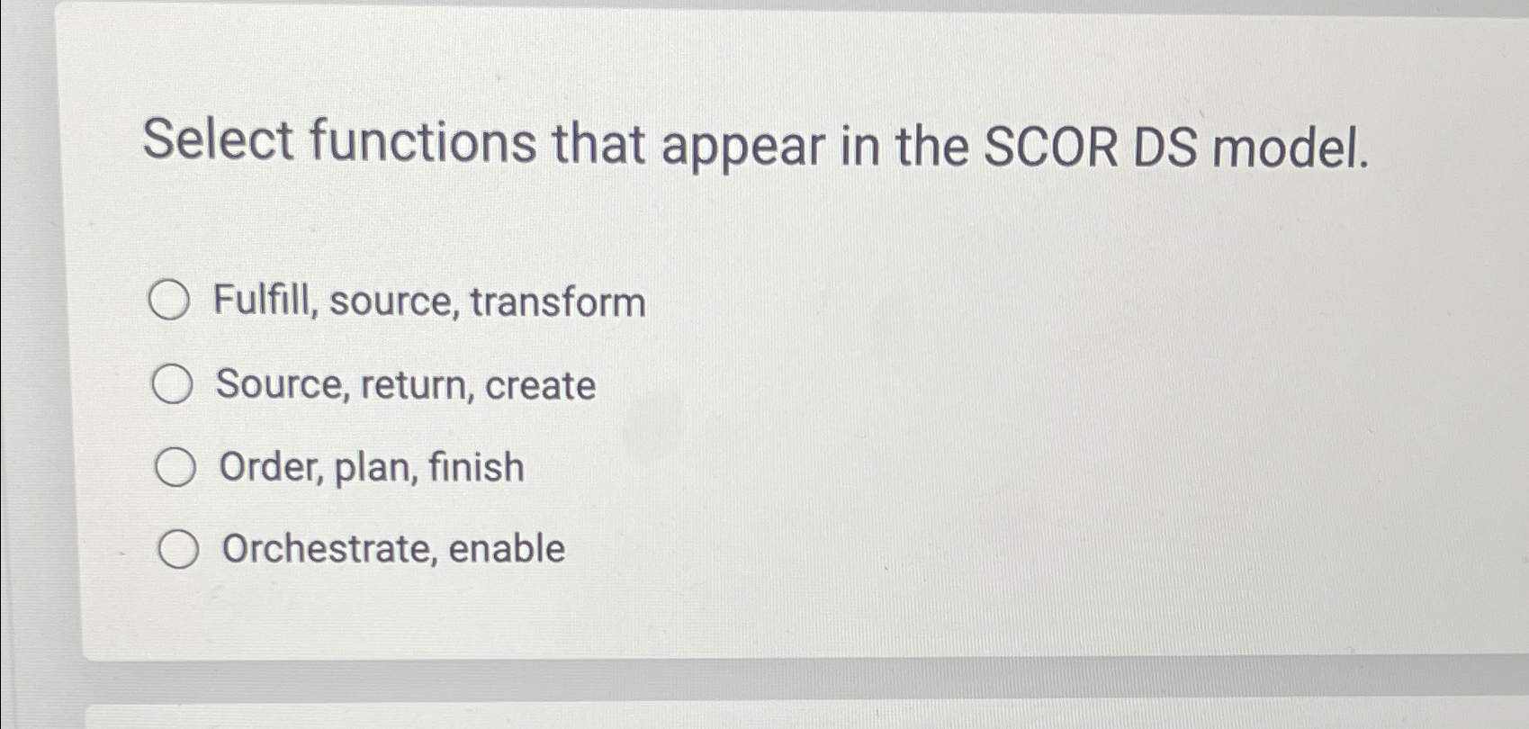 Solved Select functions that appear in the SCOR DS | Chegg.com