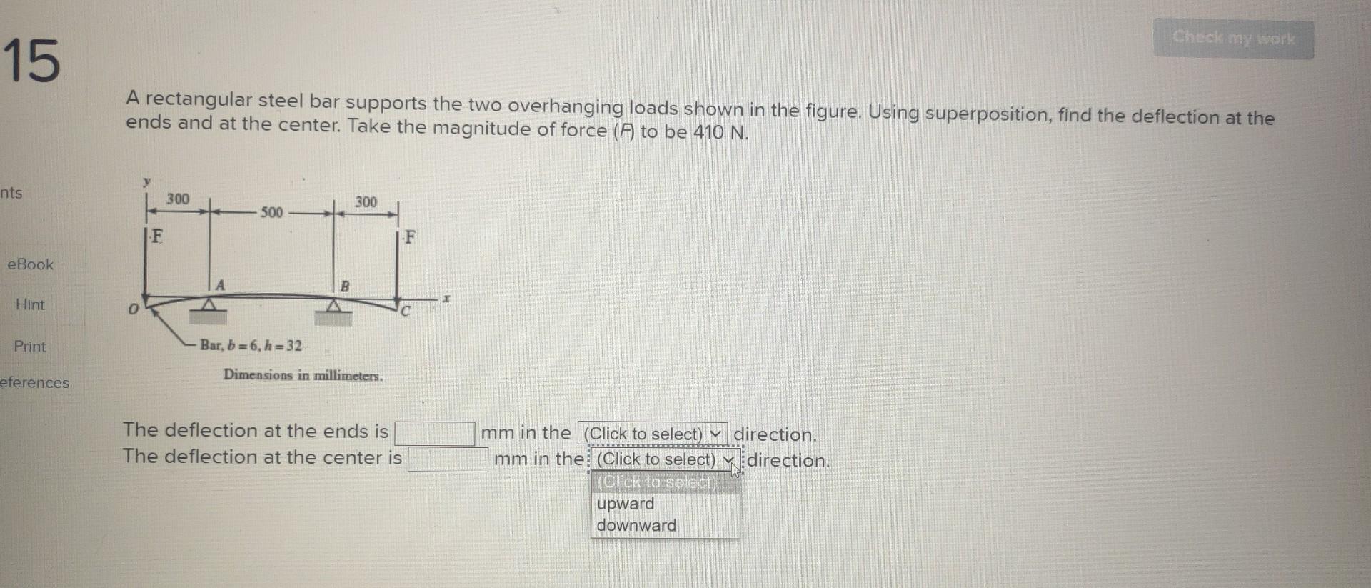 Solved A rectangular steel bar supports the two overhanging | Chegg.com