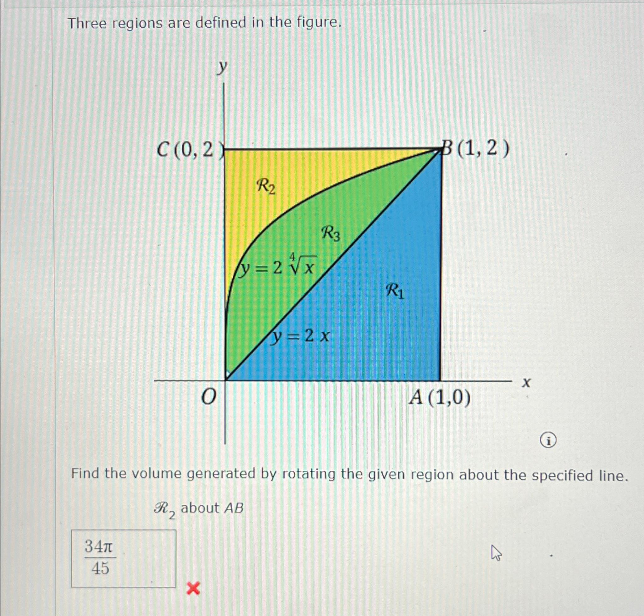 Solved Three regions are defined in the figure.Find the | Chegg.com