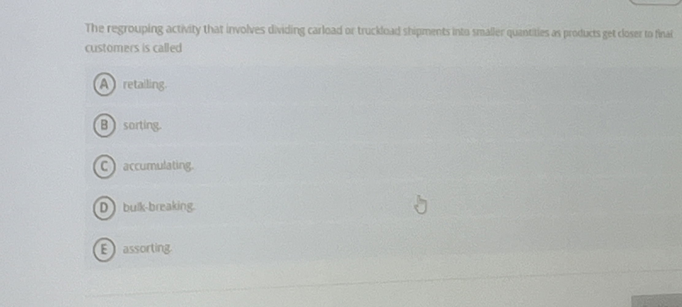 Solved The regrouping activity that involves dividing | Chegg.com