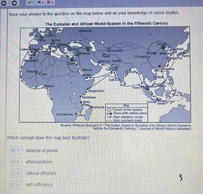 Base your answer to the question on the map below and | Chegg.com