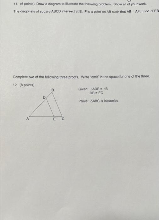 Solved 11. (6 points) Draw a diagram to illustrate the | Chegg.com