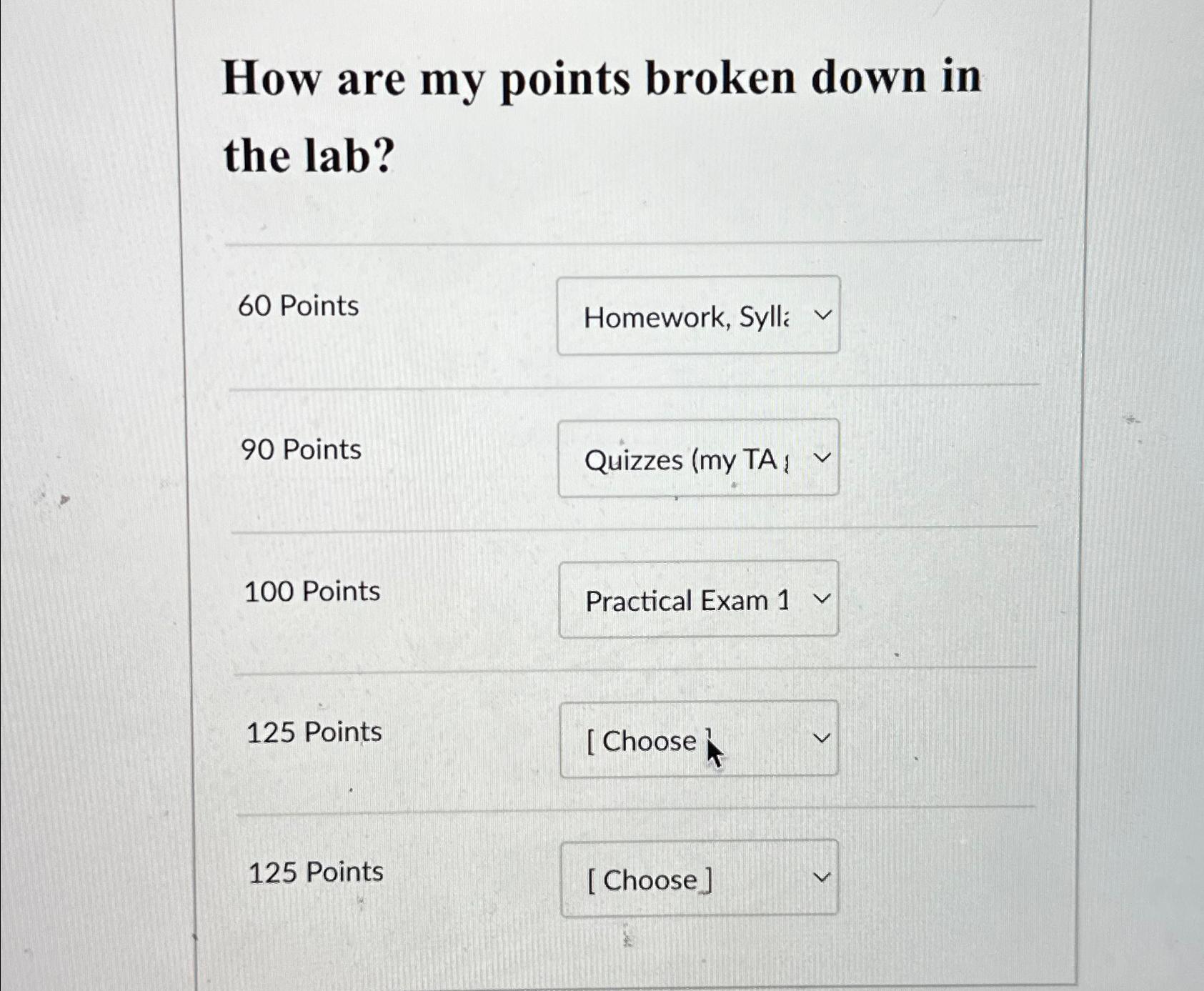 Solved How are my points broken down in the lab?60 ﻿Points90 | Chegg.com