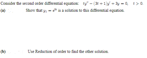 Solved Consider the second order differential equation: | Chegg.com