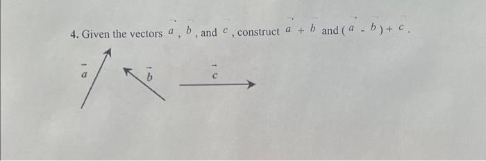 Solved 4. Given the vectors a,b, and c, construct a+b and | Chegg.com