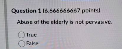 Solved Question 1 ( 6.666666667 ﻿points)Abuse of the elderly | Chegg.com