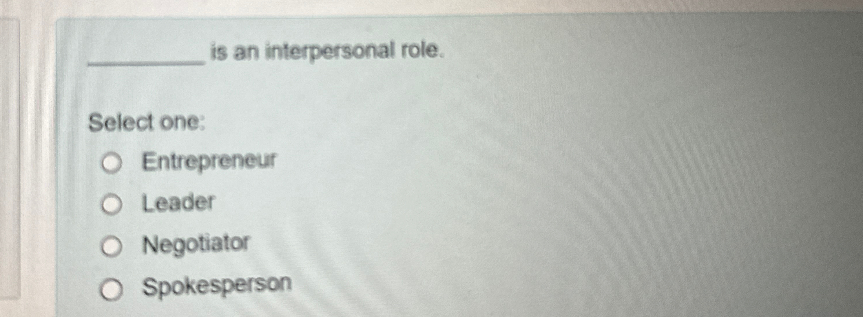 Solved is an interpersonal role.Select | Chegg.com