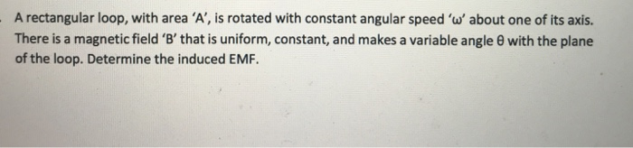 Solved A rectangular loop, with area 'A', is rotated with | Chegg.com
