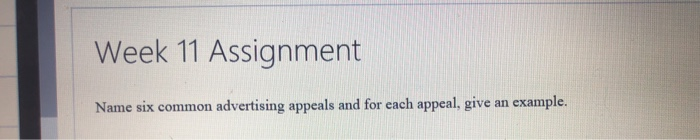 Solved Week 11 Assignment example. Name six common | Chegg.com