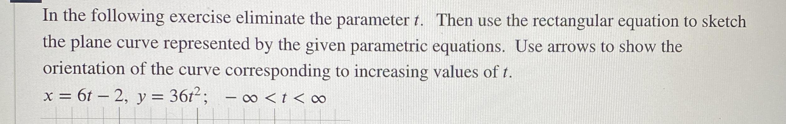Solved In the following exercise eliminate the parameter t. | Chegg.com