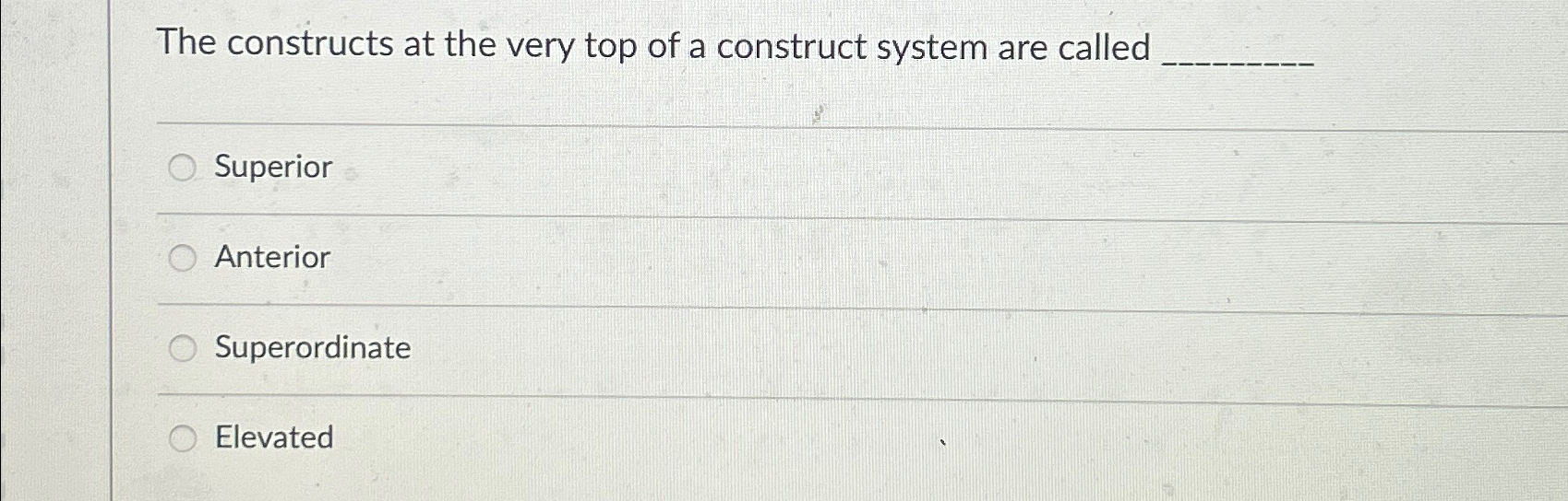 Solved The constructs at the very top of a construct system | Chegg.com
