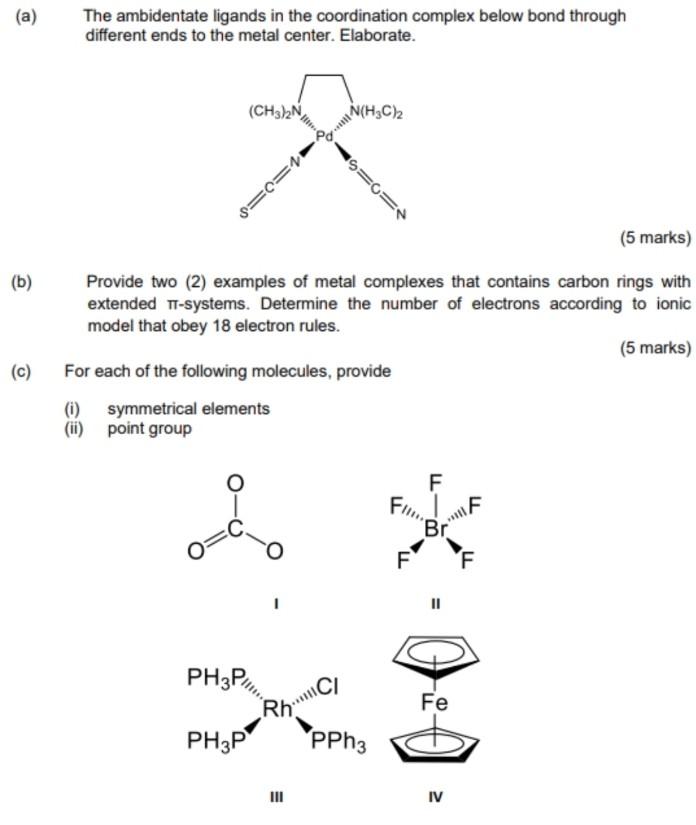 Solved (a) The ambidentate ligands in the coordination | Chegg.com