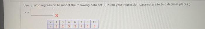 Solved Use quartic regression to model the following data | Chegg.com